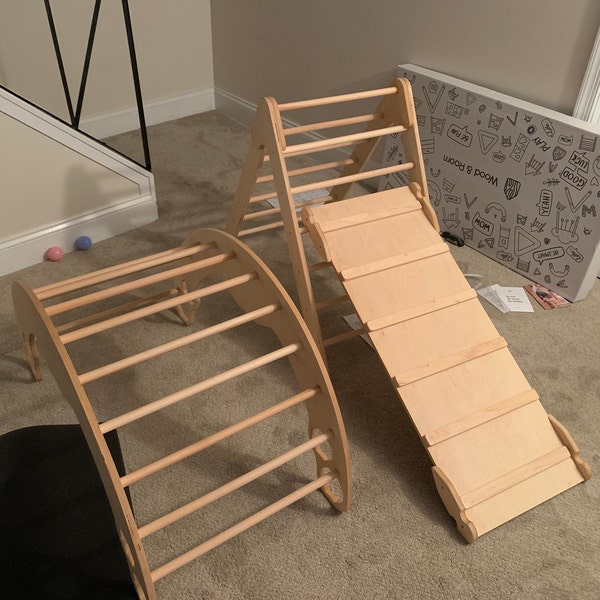 Set of 3 Items: Foldable Triangle + Arch + Ramp With Slide, Climbing ...