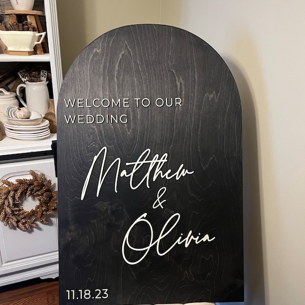 Arch Wedding Welcome Sign, Custom 3D Wood Arch Wedding Sign, Rustic ...