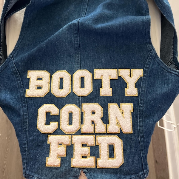 Chenille Letters - Navy Blue With Gold Trim - Fabric Glue and Iron On ...