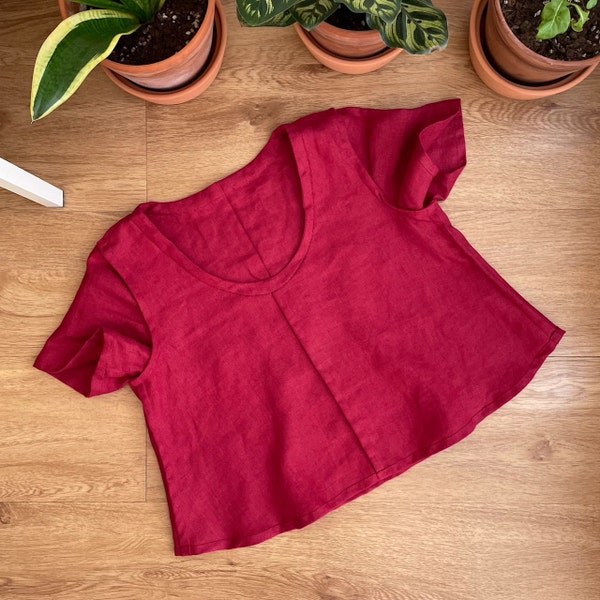 Linen Fabric Red Color Shades, Fabric by the Yard or Meter, Softened ...