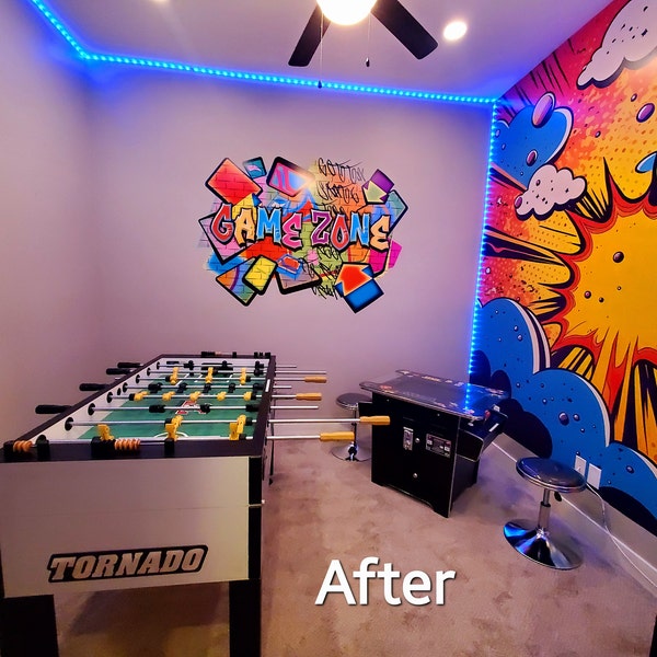 Comic Wall Mural, Pop Art Wallpaper, Large Video Game Peel and Stick ...