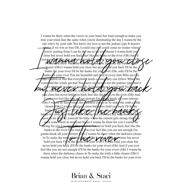 Personalized Song Lyrics & Sound Wave Wall Art Print, Custom Sound Wave ...