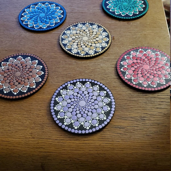 Sunflower Mini Dot Mandala on Stretched Canvas. Hand Painted Dot Flower ...