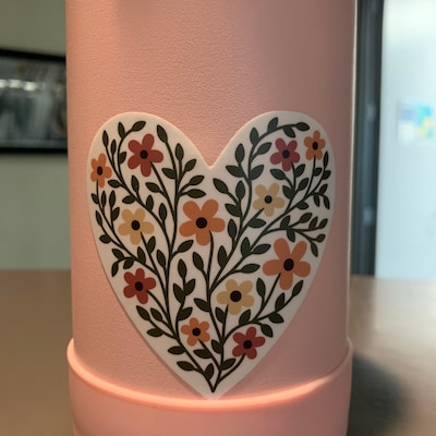 Floral Heart Sticker Water Bottle Sticker Car Decal Laptop Decal ...