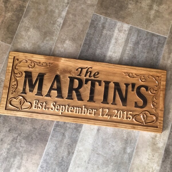 Personalized Family Name Sign Wedding Gift Custom Carved Wooden Signs ...
