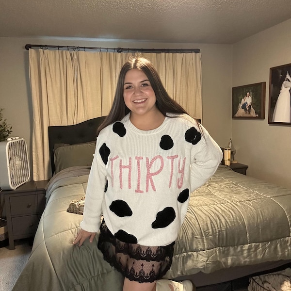 Adult Hand Embroidered Knit Sweater, Custom Sweater, Personalized Women ...