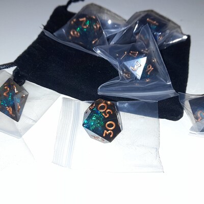 Full Set Handmade DND Resin Sharp Edge Dice Set, Lightning D&D Dice Set ...