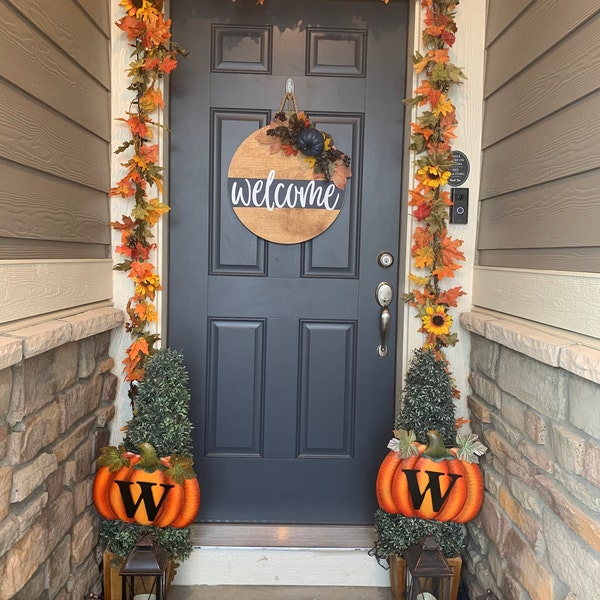 Round Door Hanger, Door Hanger, Door Decor, Door Sign, Hello Fall Door ...