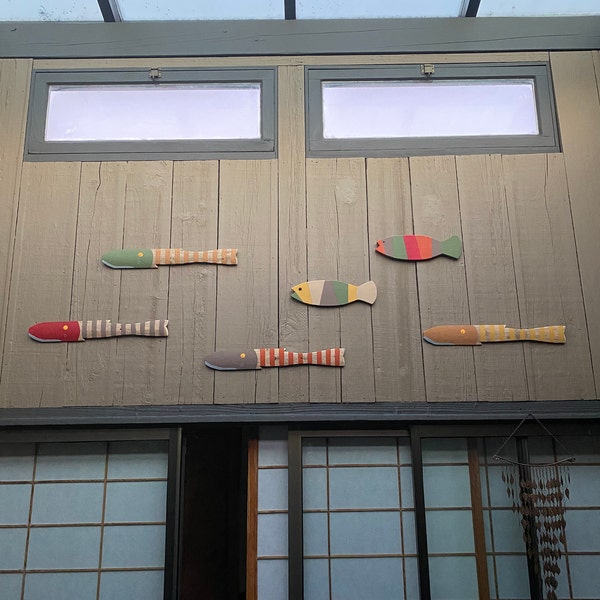 LARGE SET OF 24 - Wooden Fish Nautical Fish Decor - Reclaimed Fish ...