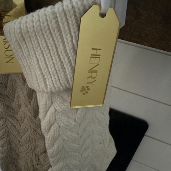 Personalized Stocking Name Tag | Mirrored Stocking Tag | Name for ...