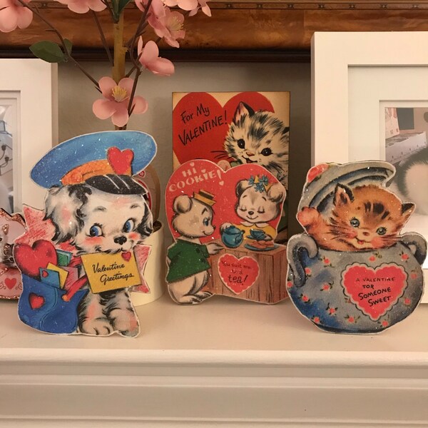 Handmade Vintage Style Sparkly Valentine Standees - Etsy