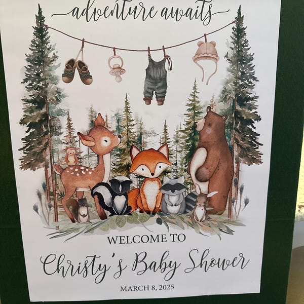 PRINTABLE 5X7 Woodland Animal Signs Set of 8, Woodland Nursery Signs ...