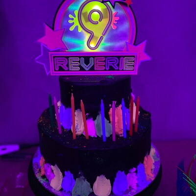 Neon Theme Cake Topper Personalized Cake Topper Glow in the Dark Theme ...