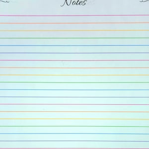 Editable Bright Rainbow Notes Printables 4.125x9.25 Skinny Classic ...