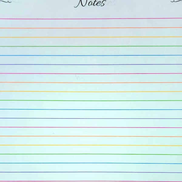 Editable Bright Rainbow Notes Printables 4.125x9.25 Skinny Classic ...