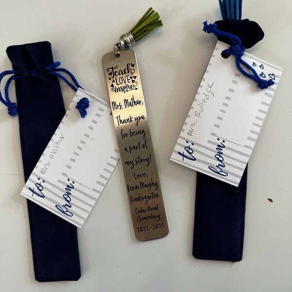 Personalized Teacher Appreciation Bookmark, Teach Love Inspire, Custom ...