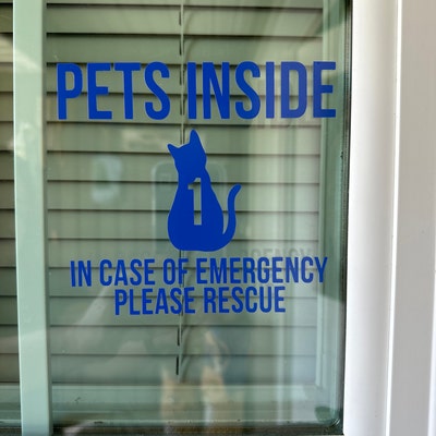 Emergency Pet Rescue Window Sticker Pets Inside Rescue Decal for Dog ...