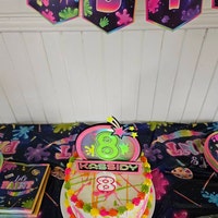 Neon Theme Cake Topper Personalized Cake Topper Glow in the Dark Theme ...
