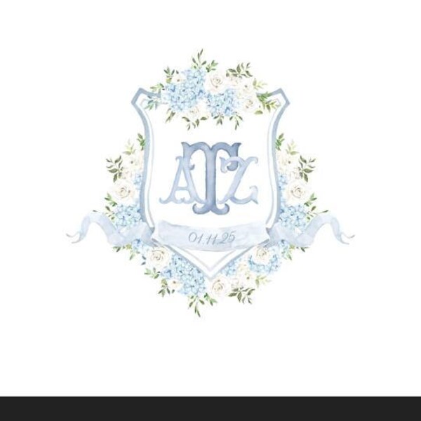 Custom Wedding Monogram Logo, Wedding Monogram, Watercolor Monogram ...