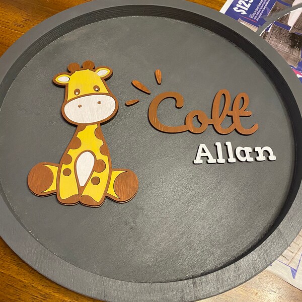 Giraffe Laser Sign SVG. Glowforge Tested. Jungle Animals. Round, Disc ...