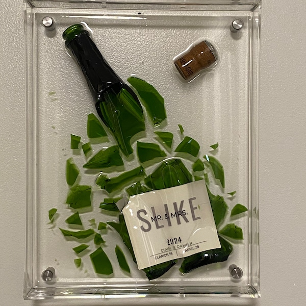 Custom Shattered Champagne Bottle • Clear Broken Glass Epoxy Art ...