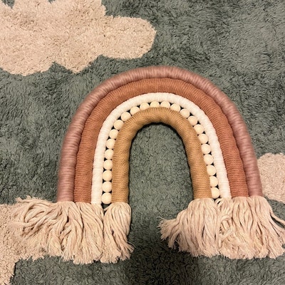 Vintage Blue Mini Rainbow Individual Macrame Rainbow Wood Bead Boho ...