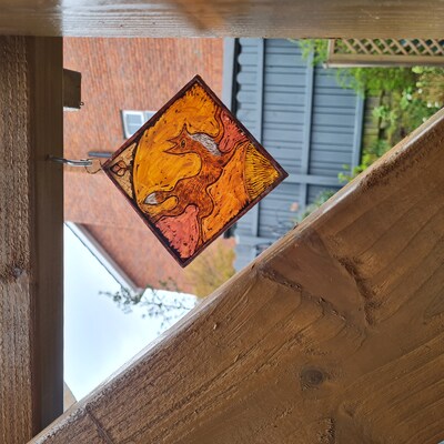 FOX GLASS SUNCATCHER. 5 X 5. Stained Glas Fox. Fox Gift. Handmade in ...