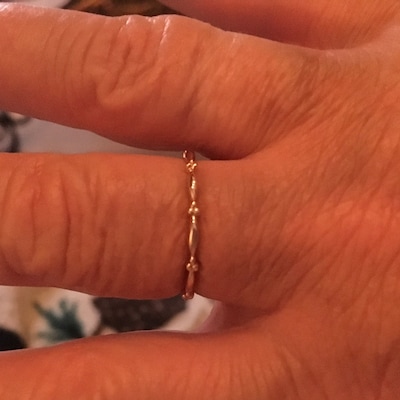 14k Solid Gold Stack Ring, Stack Ring Solid Gold, Bead Ring, Dainty Gold Ring, Dainty Bead Ring ...