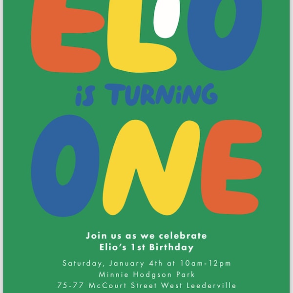 Custom Kids Birthday Invitation: Colorful Party Design (digital ...