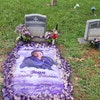 Purple in Loving Memory Heaven Stairs Angel Wings Grave Blanket ...