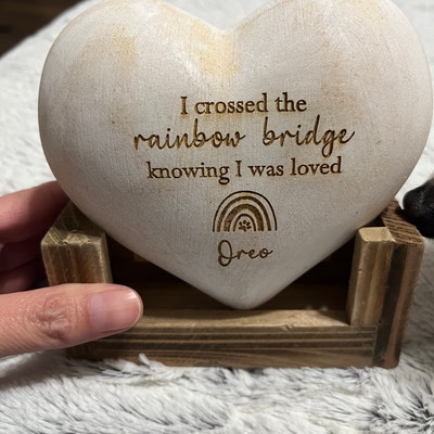Crossed the Rainbow Bridge Memorial Plaque Pet Memorial Gift Rainbow ...