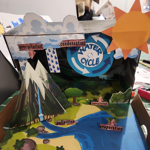 Shoebox Water Cycle Diagram Diorama, Create Your Own Papercraft Water ...