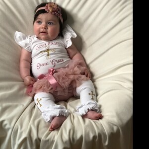 Baby Girl Baptism Outfit in Rose Gold & Gold Baby Dedication Outfit ...