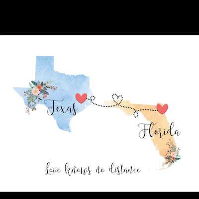 Texas Florida Wall Art / Florida Texas Print / Texas Florida - Etsy