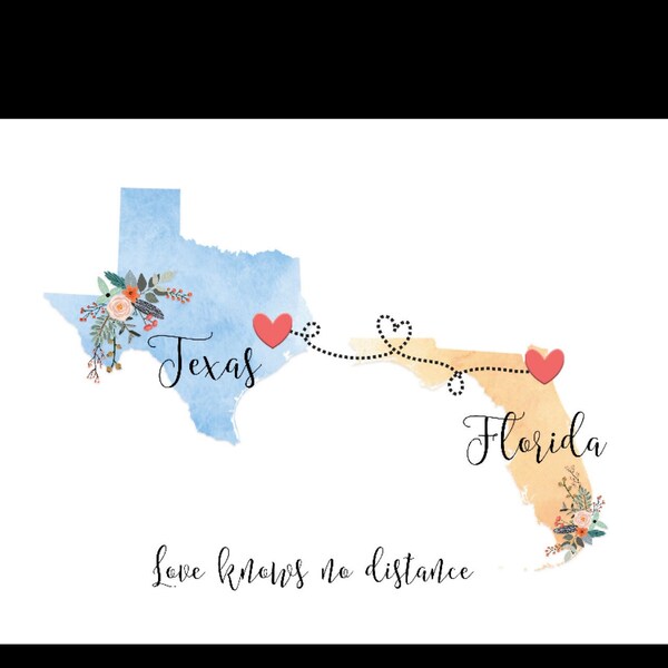 Texas Florida Wall Art / Florida Texas Print / Texas Florida Print ...