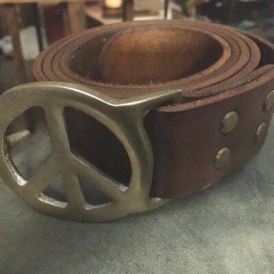 Handmade Vintage Style Brass Peace Sign Belt Buckle - Etsy