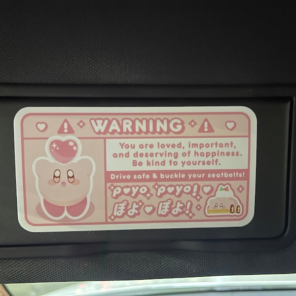 Cute Affirmation Car Warning Sticker | Car Decal, Airbag Label, Pink ...