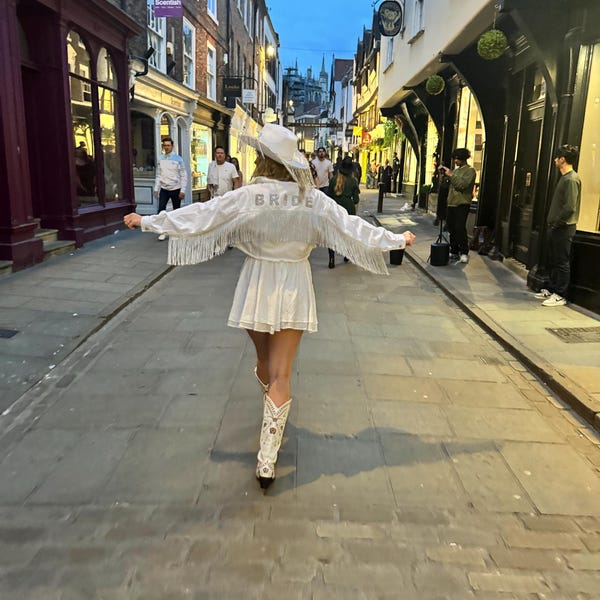 Personalised Bride Tassel Denim Jacket Cropped Jean Jacket Coat Bridal ...