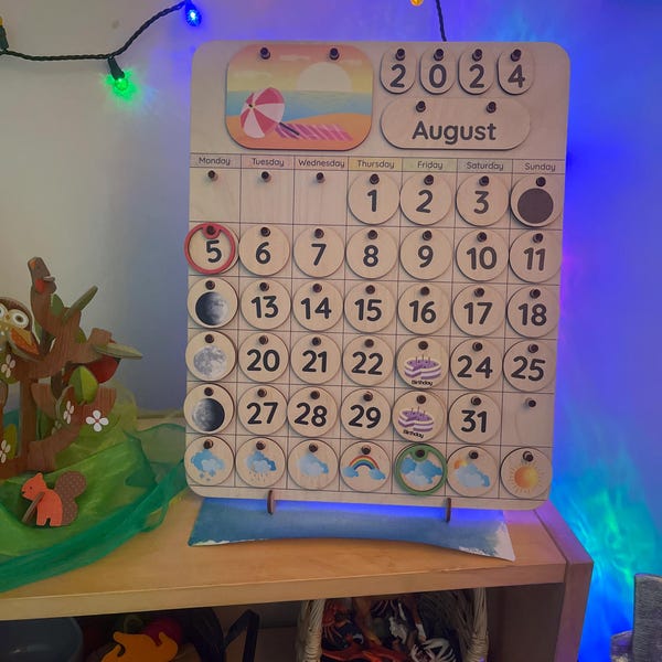Montessori Calendar Wooden Calendar for Kids Montessori Circle Time ...