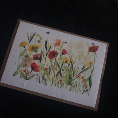 Poppys, Bees & Wildflowers Plantable Seed Card/ Seed Card Birthday Card ...