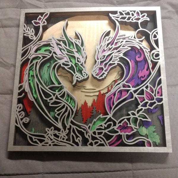 Dragon Multilayer SVG/ Dragon Cut File/ 3D Layer/ Plywood Cutting ...