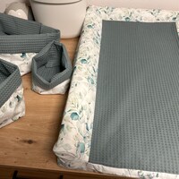 Beige Changing Mat in Fabric, Changing Pad With Accessory Baskets, Baby ...
