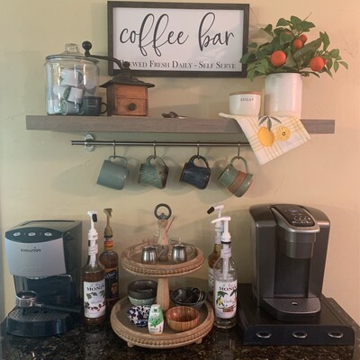 Coffee Sign Coffee Bar Brewed Fresh Daily Self Serve Sign Wood Sign ...