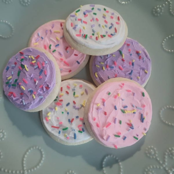 Fake Frosted Sugar Cookies With Sprinkles: Set Decor Prop Food - Etsy