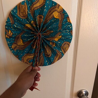 Hand Fan, Africa Fan , Ankara Print, African Print Fans With Leather ...