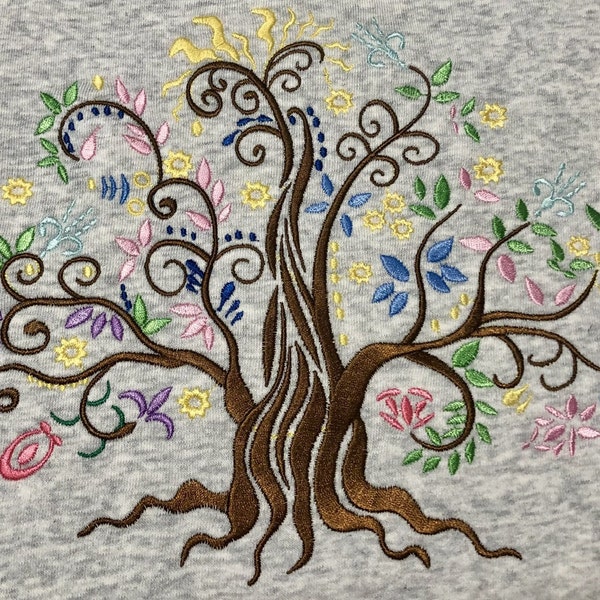 Colorful Life of Tree Machine Embroidery Design, Tree Embroidery ...