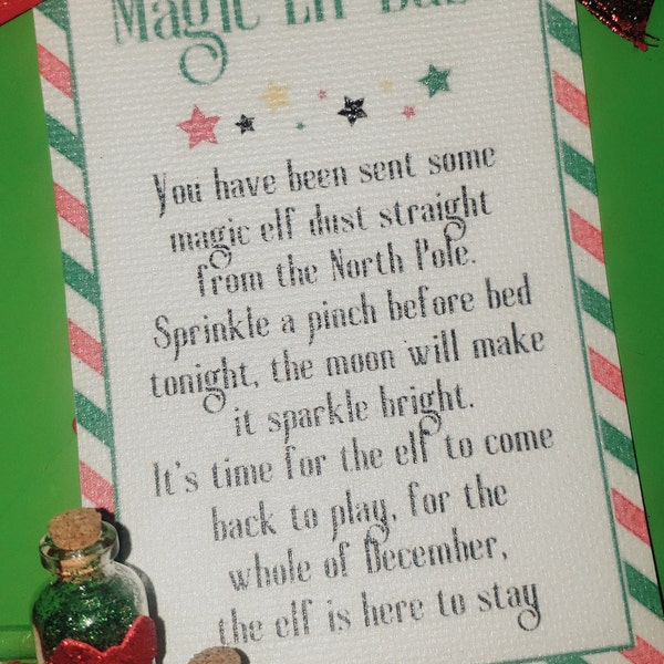 Printable Magic Elf Dust Poem Cards, Poem Cards for Elf Dust, Make Your ...