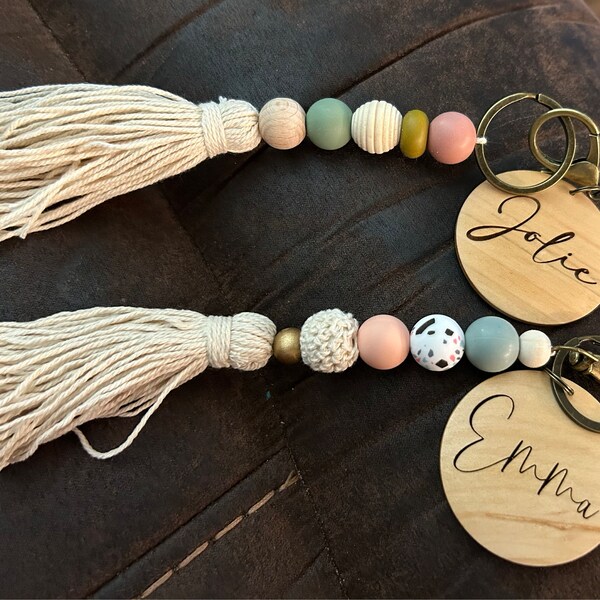 Personalized Boho Keychain, Soft Bead Keychain, Gifts for Her, New ...