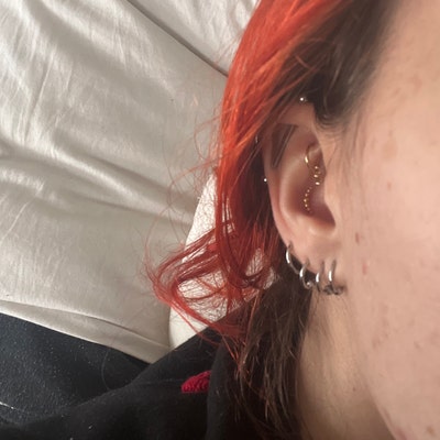 Gold Implant Grade Titanium Curved Beaded Labret for Conch, Flat ...