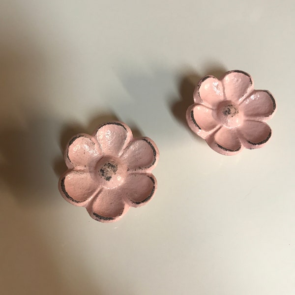 Blushing Pink Flower Knobs , Shabby Chic Dresser Drawer Pulls Knob Handles ,vintage Pink , Light ...